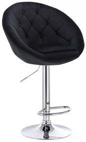 LuxuryForm Barová židle VERA VELUR na kulaté stříbrné podstavě - černá