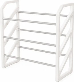 botník, 3 patra, kov/plast, 54x46x19 cm, chrom/bílá, Dekorino BB20260049