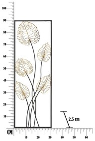 Kovová závěsná dekorace se vzorem listů Mauro Ferretti Luxy -A-, 31 x 90 cm