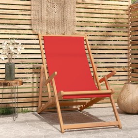 vidaXL Skládací plážové křeslo masivní teakové dřevo [317696] Barva: Červená