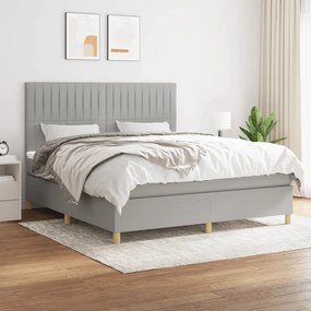 Box spring postel s matrací světle šedá 180 x 200 cm textil 3142513