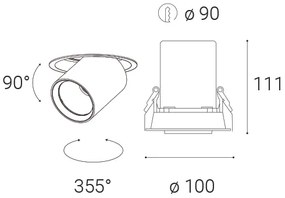 LED2 HIDE, bodové LED svítidlo, 3000K, černé Typ svítidla: Stmívatelné TRIAC