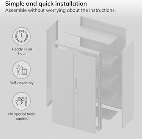 Modulární kovová multifunkční skříň se zásuvkou šedá MEGAN 1850 x 900 x 400 mm