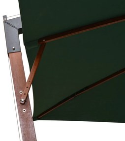 Závěsný slunečník s dřevěnou tyčí, 300x300 cm, zelená - Default Title