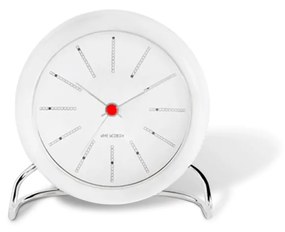 Stolní hodiny s budíkem Bankers White 11 cm Arne Jacobsen Clocks