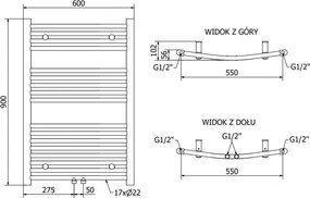 Mexen Ares, elektrické topné těleso 900 x 600 mm, 400 W, černá, W102-0900-600-6400-70