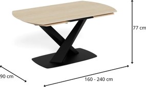 Rozkládací jídelní stůl Morella 160/240 cm béžový/černý