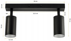 LED stropní svítidlo VIKI SILVER - 2xGU10 - černé