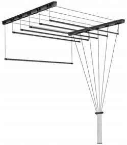 Erga, stropní věšák na sušení prádla 6x100 cm, černá, ERG-SEP-10SUSSU6PCZ10