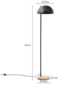 Černá/v přírodní barvě stojací lampa s kovovým stínidlem (výška 150 cm) Catlar – Kave Home