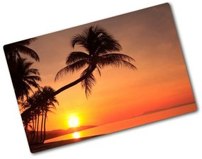 Wallmuralia Kuchyňská deska skleněná Západ slunce pláž 80x52 cm
