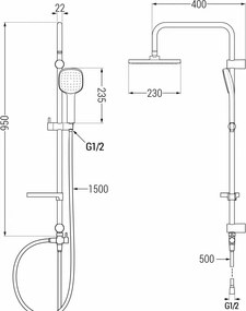 Mexen - X33 Sprchový set s horní hlavicí 23x23cm, chromová- bílá, 798333391-02