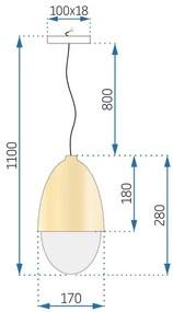 Ořechové stropní svítidlo Wood APP952-1CP hnědobílé