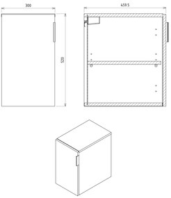 Sapho Sapho, CIRASA skříňka spodní dvířková 30x52x46cm, pravá/levá, bílá lesk, CR302-3030