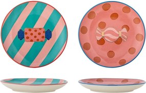 Růžové dezertní talíře v sadě 2 ks s vánočním motivem z kameniny ø 16 cm Caramella – Bloomingville