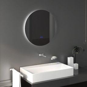 kleankin koupelnové zrcadlo, LED, měnící barvy, proti mlhám, dotykový spínač, IP44, Ø 60 cm, bílá