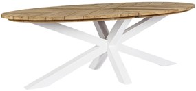 OnaDnes -20% Teakový zahradní jídelní stůl Bizzotto Paldail 240 x 110 cm s bílou podnoží