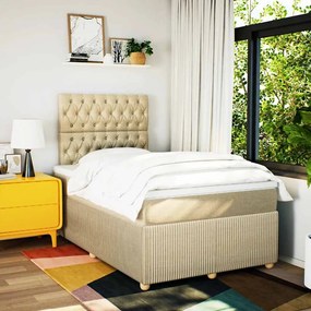 Box spring postel s matrací krémová 120x190 cm textil 3292007