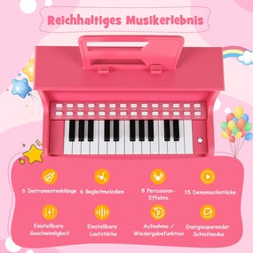 Costway 25 Keys Mini Digital Piano se stoličkou Dětské piano s nastavitelnou