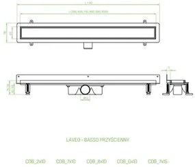 Laveo Basso, lineární odtok s mřížkou 90 cm, ocelová, LAV-COB_291D