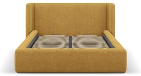 Čalouněná dvoulůžková postel s úložným prostorem s roštem 200x200 cm v hořčicové barvě Jason – Windsor &amp; Co Sofas