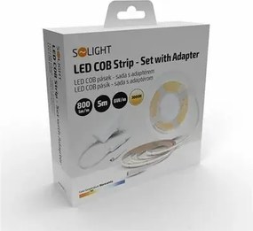 Solight LED COB pásek teplá bílá / sada s adaptérem / vypínač / 5m / 8