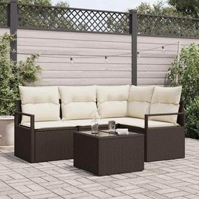 Set pohovek 5 ks Hnědá polyratan 3346368