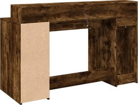 Psací stůl s LED kouřový dub 140 x 55 x 91 cm kompozitní dřevo 3309424