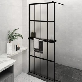 vidaXL Zástěna do průchozí sprchy s policí černá 80x195 cm ESG/hliník [3185445] Barva: Mléčné