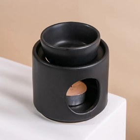 Černá keramická aromalampa na čajové svíčky