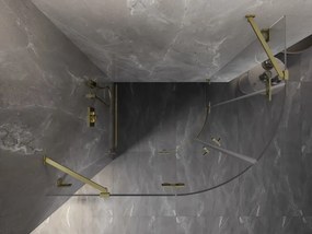 Mexen Lunar, půlkruhový sprchový kout naklápěcí doleva 90 x 70 cm, 8mm čiré sklo, zlatý matný profil, 833-090L-070P-55-00