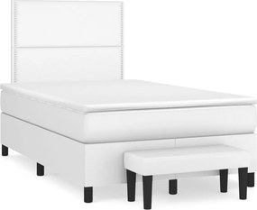Box spring postel s matrací bílá 120x200 cm umělá kůže 3137594