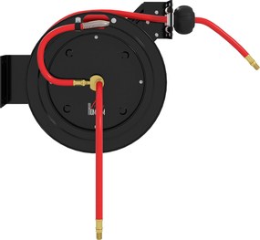 HOMCOM naviják vzduchové hadice 15+1 m s přípojkou 1/4\", 9,5 × 15,8 mm, max. 20 bar, brzda hadice, montáž na stěnu | Aosom"