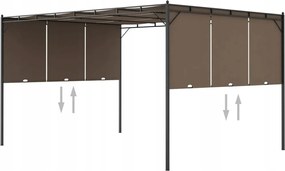 Fionshop 262826667 Zahradní altán s bočním závěsem 4 x 3 x 2,25 m taupe