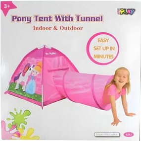 Dětský stan Poník a princezna s tunelem / Stan / 170x112x94 cm / od 3