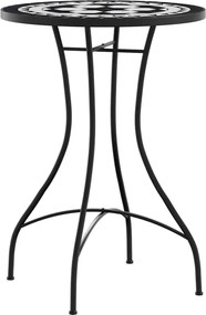 Mozaikový bistro set černý a bílý železo a keramika 3216354