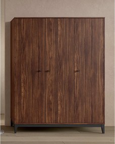 Šatní skříň v dekoru ořechu v tmavě přírodní barvě 148x190x55 cm Ilyas – Vipack
