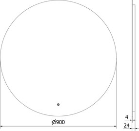Mexen Erg, kulaté LED podsvícené koupelnové zrcadlo 90 cm, 6000K, topná podložka proti zamlžování, 9823-090-090-611-00