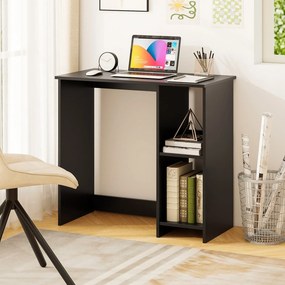 Costway Malý psací stůl s 2 přihrádkami – 80 × 40 × 74 cm, černý