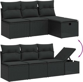 9dílná zahradní sedací souprava s poduškami černá polyratan 3274705
