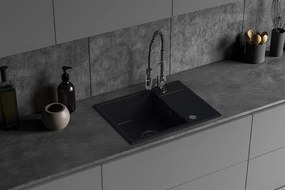 Kuchinox Laut, 1-komorový granitový dřez 560x440x174 mm + sifon, černá skvrnitá, LAV-SBZ_713Y