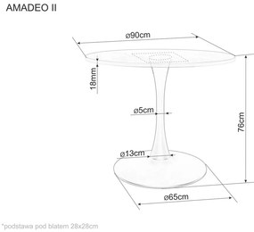 Kulatý jídelní stůl AMADEO II 90x90 cm, dekor ořech