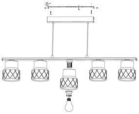Eglo 39855 - Lustr na lanku HILCOTT 5xE27/40W/230V