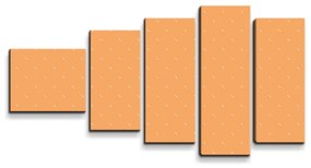 Sablio Obraz - 5-dílný Bílé čárky na oranžové - 100x60 cm