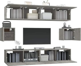 6dílný set TV skříněk betonově šedý kompozitní dřevo 3114361