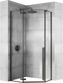Rea - DIAMOND BLACK pětiúhelníkový sprchový kout 100 x 100 cm, černý matný, čiré sklo, REA-K5623