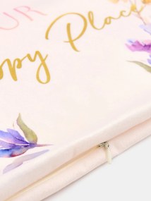 Sinsay - Povlak na polštář s květinovým motivem a nápisem - krémová