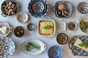 Porcelánová šedá zapékací miska Arés Ramekin s úchyty – 27,5*16*4,5 cm