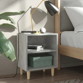 vidaXL Noční stolek s masivními dřevěnými nohami 40 x 30 x 50 cm [805779] Barva: Betonová šedá
