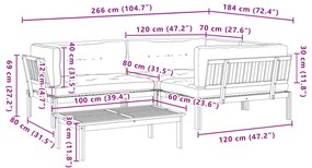 4Dílná Zahradní Paletová Sedací Souprava Podušky Masivní Akácie Antracitová - 2x středová   rohová  stůl / Tmavě hnědá